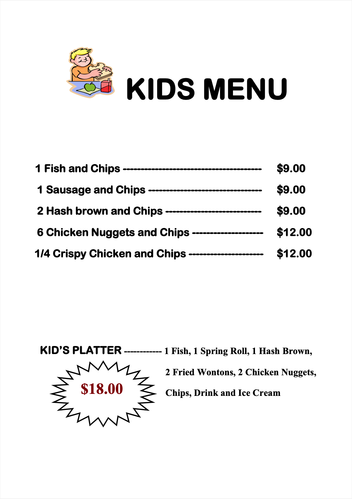 Menu – First Choice Restaurant